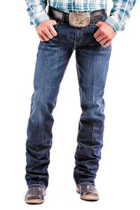 cinch men's ian slim fit jean, dark stonewash zig zag, 29 x34