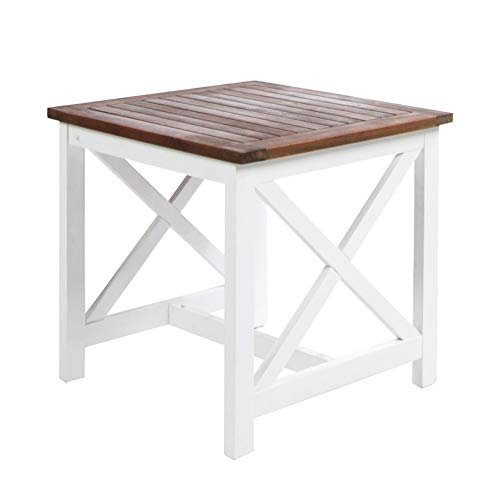 Christopher Knight Home Shammai Indoor Farmhouse Cottage Acacia Wood End Table with White Frame, Pu White / Dark Oak, Pu White / Dark Oak