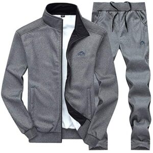 gopune men's tracksuit athletic sports casual full zip sweatsuitr (deep grey3,xl)