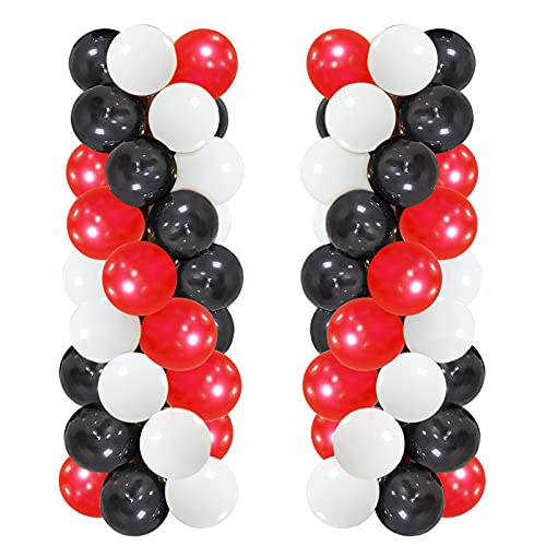 Elecrainbow 100 Count 12 Inches 320 Grams Thickened Balloons for Birthday Wedding Baby Shower Graduation Anniversary Party Decorations,White, Black, Red Assorted