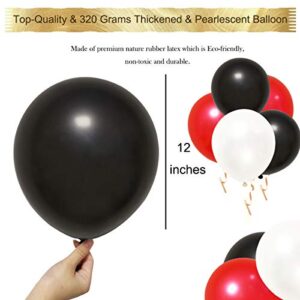 Elecrainbow 100 Count 12 Inches 320 Grams Thickened Balloons for Birthday Wedding Baby Shower Graduation Anniversary Party Decorations,White, Black, Red Assorted