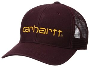 carhartt men's canvas mesh-back logo graphic cap, port closeout, ofa