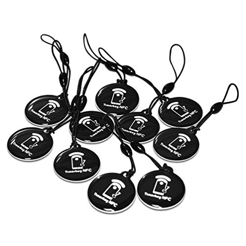 10PCS NFC Tag NFC Chips Programmable Keychain Ntag215 Chips Timeskey NFC Tags Amiibo NFC Cards，Black NFC Tags Compatible with TagMo Amiibo and All NFC Enabled Mobile Phones & Devices