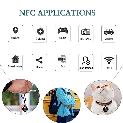 10PCS NFC Tag NFC Chips Programmable Keychain Ntag215 Chips Timeskey NFC Tags Amiibo NFC Cards，Black NFC Tags Compatible with TagMo Amiibo and All NFC Enabled Mobile Phones & Devices