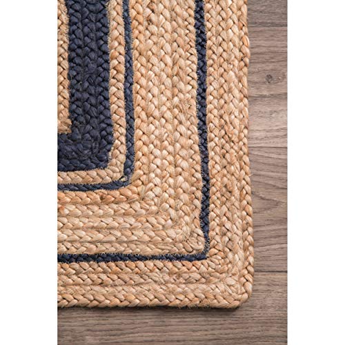 nuLOOM Rikki Coastal Braided Jute Area Rug, 4x6, Navy