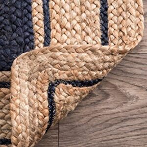 nuLOOM Rikki Coastal Braided Jute Area Rug, 4x6, Navy