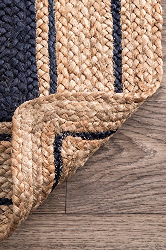 nuLOOM Rikki Coastal Braided Jute Area Rug, 4x6, Navy