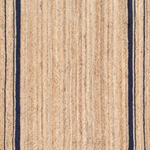 nuLOOM Rikki Coastal Braided Jute Area Rug, 4x6, Navy