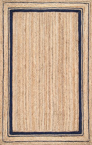 nuLOOM Rikki Coastal Braided Jute Area Rug, 4x6, Navy