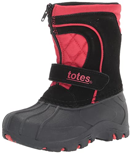 totes Boy's Unisex Kids Bradley Snow Winter Boots, Black/Red, 11 Little