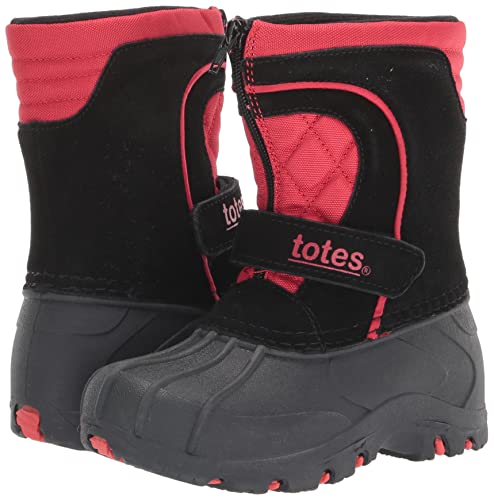 totes Boy's Unisex Kids Bradley Snow Winter Boots, Black/Red, 11 Little