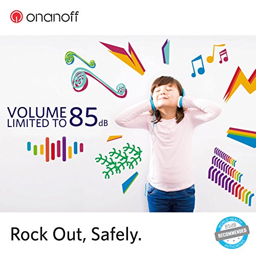 ONANOFF Explore Foldable, Volume-Limiting Kids Headphones, Built-in Microphone, BuddyCable, Perfect for iPad, iPhone, Fire, and Android, Yellow