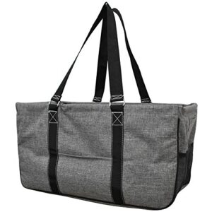 N. Gil All Purpose Open Top 23" Classic Extra Large Utility Tote Bag 4-2017 Fall New Pattern (Crosshatch Grey)