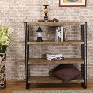 FIVEGIVEN 4 Tier Bookshelf Rustic Industrial Bookcase Etagere Open Office Book Shelf, Sonoma Oak