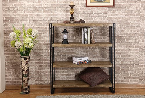 FIVEGIVEN 4 Tier Bookshelf Rustic Industrial Bookcase Etagere Open Office Book Shelf, Sonoma Oak