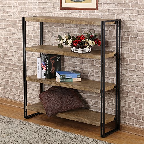 FIVEGIVEN 4 Tier Bookshelf Rustic Industrial Bookcase Etagere Open Office Book Shelf, Sonoma Oak