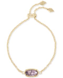 kendra scott elaina link chain bracelet for women, dainty fashion jewelry, 14k gold-plated brass, amethyst