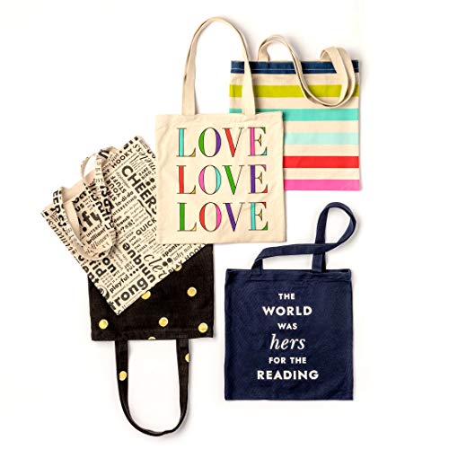 Kate Spade New York Cute Canvas Tote Bag for Women, Black Canvas Beach Bag, Book Tote with Pocket, Scatter Dot