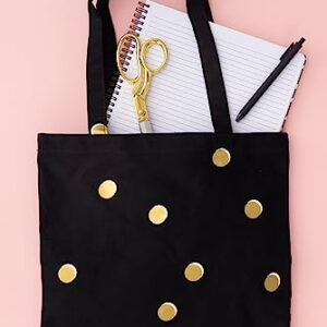 Kate Spade New York Cute Canvas Tote Bag for Women, Black Canvas Beach Bag, Book Tote with Pocket, Scatter Dot