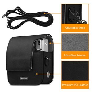 Fintie Protective Case Compatible with Fujifilm Instax Mini 90 Neo Classic Instant Film Camera - Premium Vegan Leather Bag Cover with Removable Strap, Vintage Black