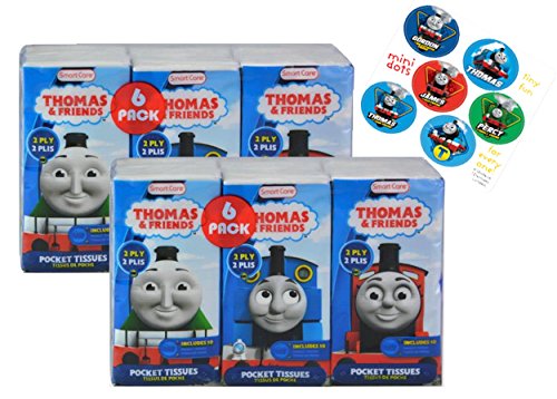 Thomas & Friends 12pk Kids Pocket Tissues Featuring Percy, Thomas & James! Plus Bonus Thomas Stickers!