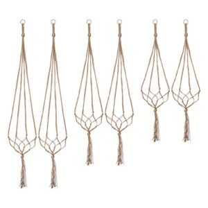 plant hangers indoor macrame hanging planter holder 6 pack, 3 sizes