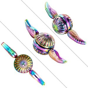 Solid Metal Sphere Fidget Spinner Iridescent Sensory Hand Finger Spinning Toy ADD ADHD Stress Relief Anxiety Relieves Reducer for Kids and Adults.