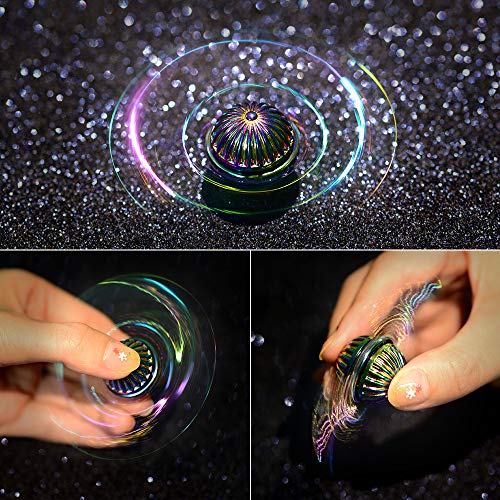 Solid Metal Sphere Fidget Spinner Iridescent Sensory Hand Finger Spinning Toy ADD ADHD Stress Relief Anxiety Relieves Reducer for Kids and Adults.