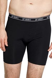 jp 1880 menswear big & tall plus size l-8xl stretch cotton long leg boxer briefs black 50/52 711242 10