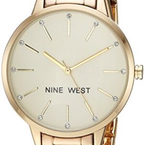 Nine West Women's Crystal Accented Gold-Tone Bracelet Watch