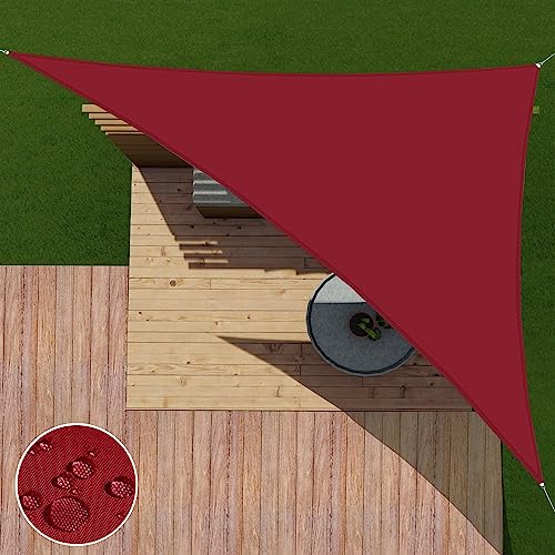 Patio Paradise Sun Shade Sail 12' x 12' x 17' Right Triangle Canopy Waterproof 260GSM UV Block Durable Awning Canopy Outdoor Garden Backyard Red