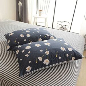 HighBuy Floral Duvet Cover Kids Girls Shabby Chic Duvet Cover Set Cotton Striped Reversible Stripe Pattern Navy Blue Teens Boys Bedding Sets Twin Single Bed Comforter Covers