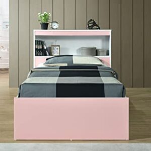 Hodedah Twin-Size Captain Bed with 3-Drawers and Headboard in Pink