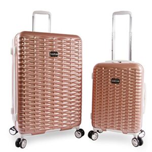 bebe women's lydia 2 piece set suitcase with spinner wheels, rose gold, one size