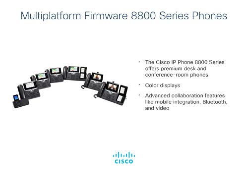 Cisco IP Phone 8851 with Multi-Platform Phone Firmware, 5-inch VGA Backlit Color Display, Gigabit Ethernet Switch, Class 2 PoE, USB Port (CP-8851-3PW-NA-K9=)