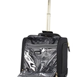 Steve Madden Designer 15 Inch Carry on Suitcase- Small Weekender Overnight Business Travel Luggage- Lightweight 2- Rolling Spinner Wheels Under Seat Bag for Women (Peek-A-Boo Black)