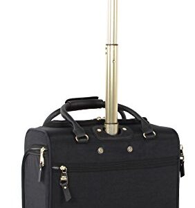 Steve Madden Designer 15 Inch Carry on Suitcase- Small Weekender Overnight Business Travel Luggage- Lightweight 2- Rolling Spinner Wheels Under Seat Bag for Women (Peek-A-Boo Black)