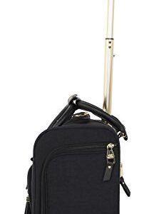 Steve Madden Designer 15 Inch Carry on Suitcase- Small Weekender Overnight Business Travel Luggage- Lightweight 2- Rolling Spinner Wheels Under Seat Bag for Women (Peek-A-Boo Black)