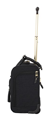 Steve Madden Designer 15 Inch Carry on Suitcase- Small Weekender Overnight Business Travel Luggage- Lightweight 2- Rolling Spinner Wheels Under Seat Bag for Women (Peek-A-Boo Black)