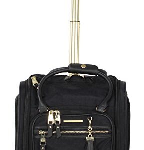 Steve Madden Designer 15 Inch Carry on Suitcase- Small Weekender Overnight Business Travel Luggage- Lightweight 2- Rolling Spinner Wheels Under Seat Bag for Women (Peek-A-Boo Black)