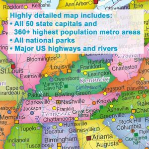 Classic United States USA and World Desk Map, 2-Sided Print, 2-Sided Sealed Lamination, Small Poster Size 11.5 x 17.5 inches (1 Desk Map)