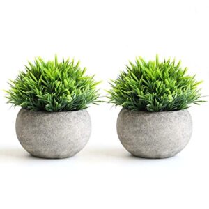 the bloom times 2 pcs fake plants for bathroom/home office decor, small artificial faux greenery for house decorations (potted plants)