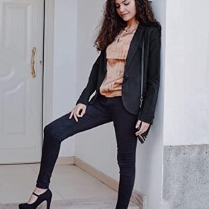 LookbookStore Jackets Casual Blazers for Women Fashion 2023 Black Jacket Suit Notched Lapel Work Office Jacket Suit 2023 Office Clothes Size Medium Women Blazer Size 8 Size 10