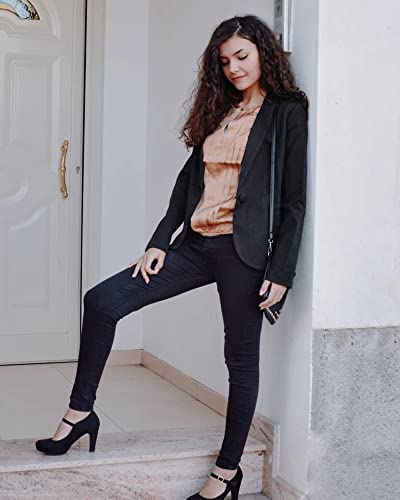 LookbookStore Jackets Casual Blazers for Women Fashion 2023 Black Jacket Suit Notched Lapel Work Office Jacket Suit 2023 Office Clothes Size Medium Women Blazer Size 8 Size 10