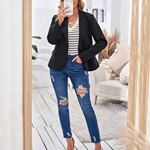 LookbookStore Jackets Casual Blazers for Women Fashion 2023 Black Jacket Suit Notched Lapel Work Office Jacket Suit 2023 Office Clothes Size Medium Women Blazer Size 8 Size 10