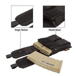 EXCELLENT ELITE SPANKER Tactical Molle Single/Double/Triple Mag Pouch for M4 M14 M16 AR15 AR10 G36 Magazine Holds 2 Mags (B Double-Black)