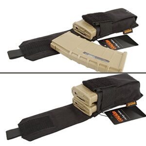 EXCELLENT ELITE SPANKER Tactical Molle Single/Double/Triple Mag Pouch for M4 M14 M16 AR15 AR10 G36 Magazine Holds 2 Mags(Black)