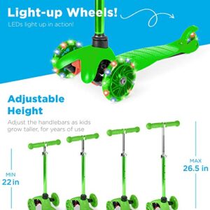 Best Choice Products Kids Mini Kick Scooter Toy w/Light-Up Wheels, Height Adjustable T-Bar, Foot Break - Green