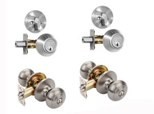 dynasty hardware cp-sie-us15, sierra entry door knob lockset and single cylinder deadbolt combination set, satin nickel (2 pack) keyed alike