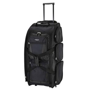 travelers club xpedition 30 inch multi-pocket upright rolling duffel bag, black, 30" suitcase